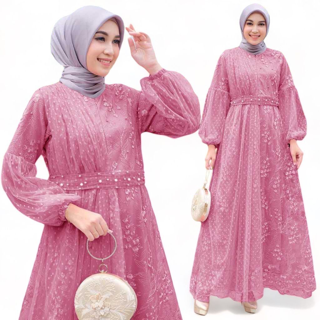 Jual MAXI ADILA GAMIS MUSLIM TILE DOT LEBARAN KONDANGAN PESTA TERKINI | Shopee Indonesia