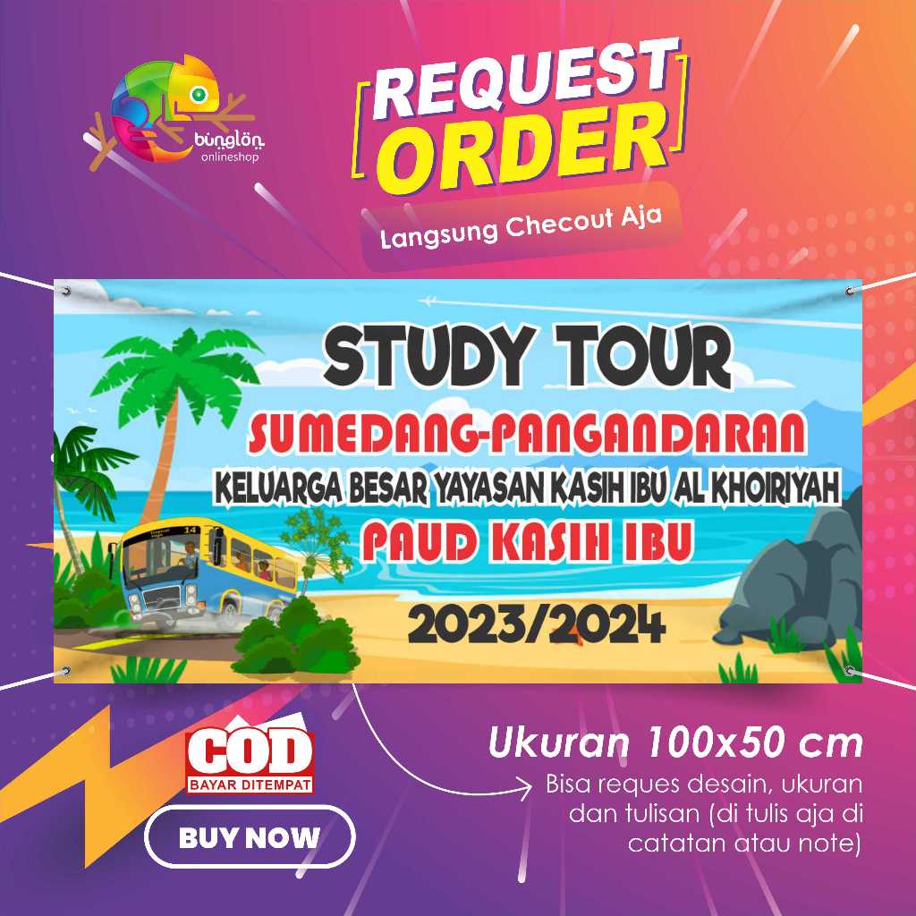 Jual Spanduk Banner 100x50 Study Tour Gathering Pangandaran Custom ...
