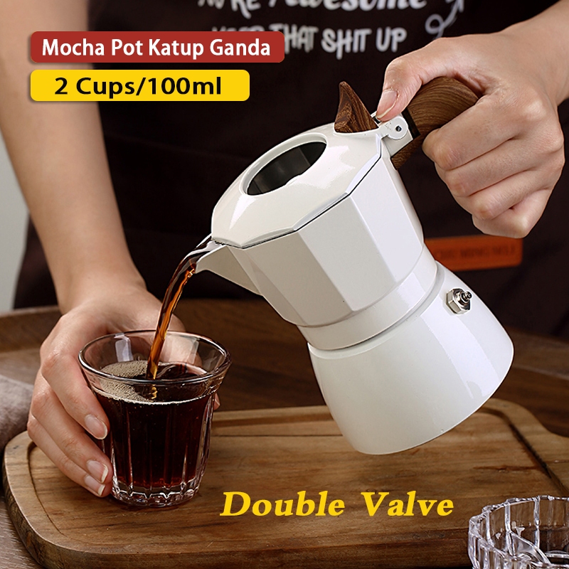 Jual Moka Pot Double Valve Mocha Pot Coffee Pot Mesin Kopi Rumah Kecil ...