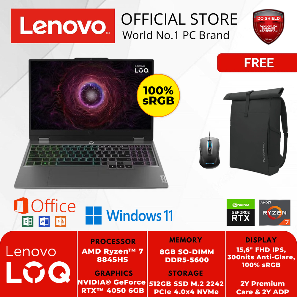 Jual LENOVO GAMING LOQ 15AHP9 38ID AMD RYZEN 7-8845HS RTX4050 8GB 512GB ...