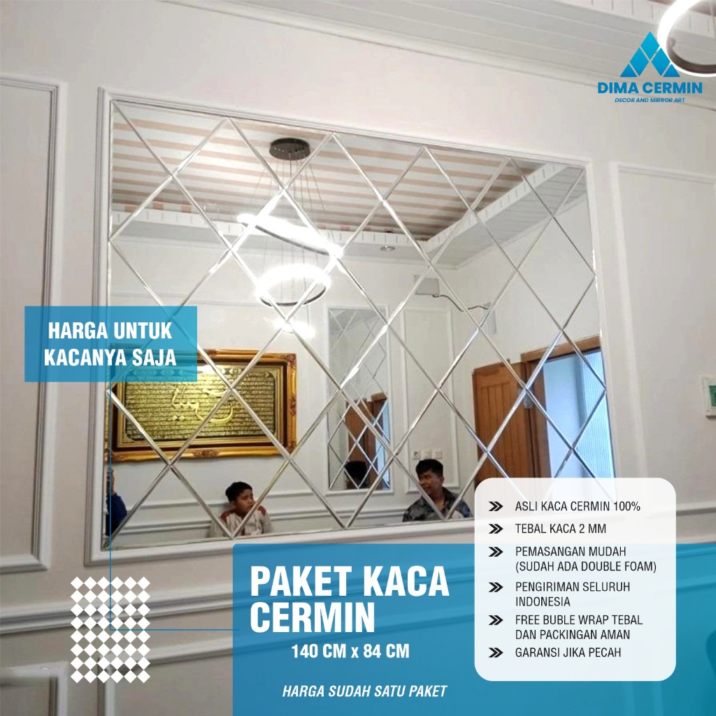 Jual Paket Kaca Cermin Molding Ukuran 140CM x 84CM / Mudah Pasang sudah ...