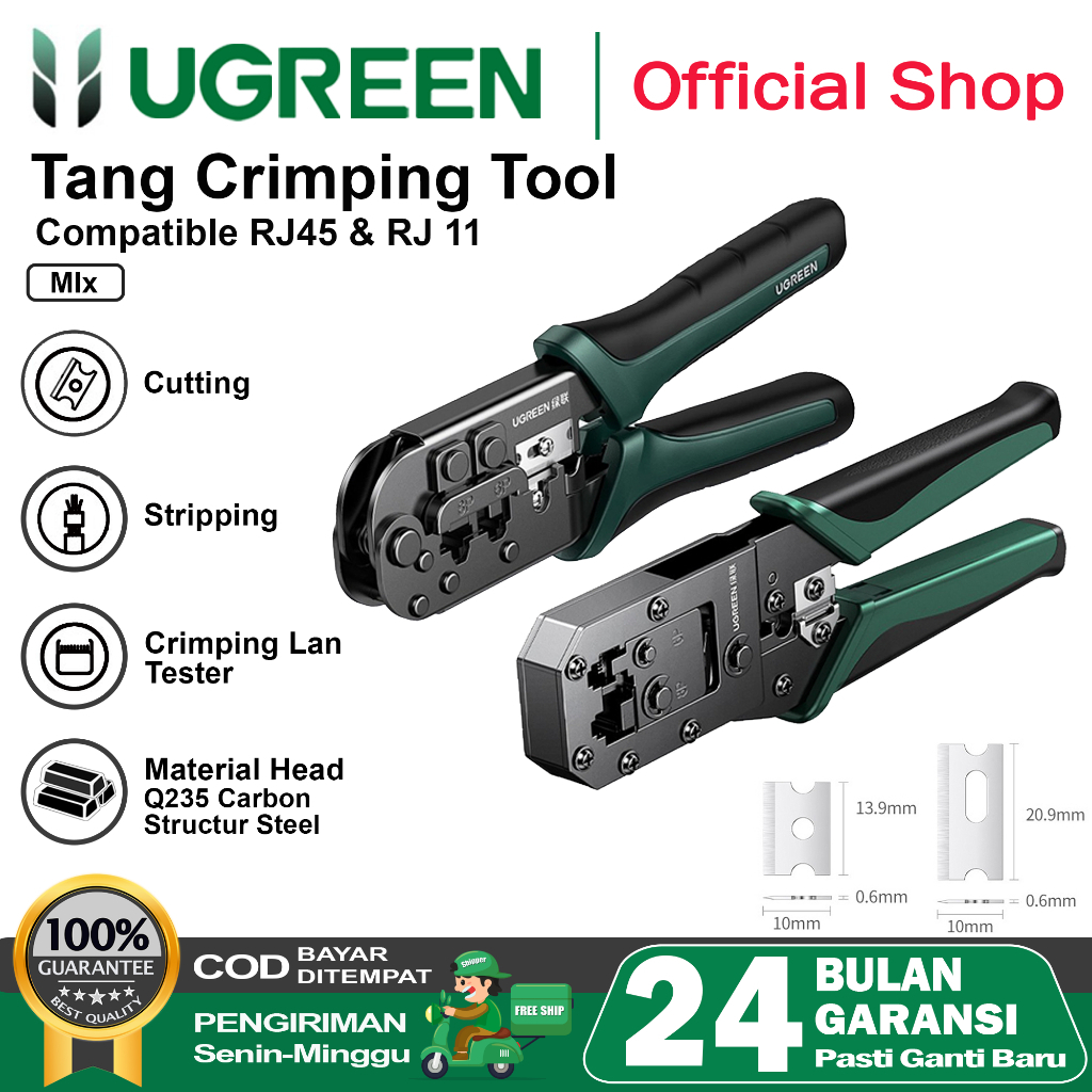 Jual UGREEN Tang Crimping Tool RJ45 RJ11 LAN Network Krimping Multifungsi Anti Gagal | Shopee ...