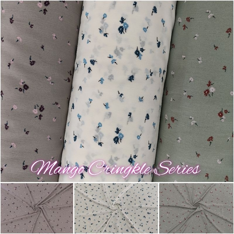 Jual Kain Mango Cringkle Yoryu Series Motif Bunga Kringkel (0.5m ...