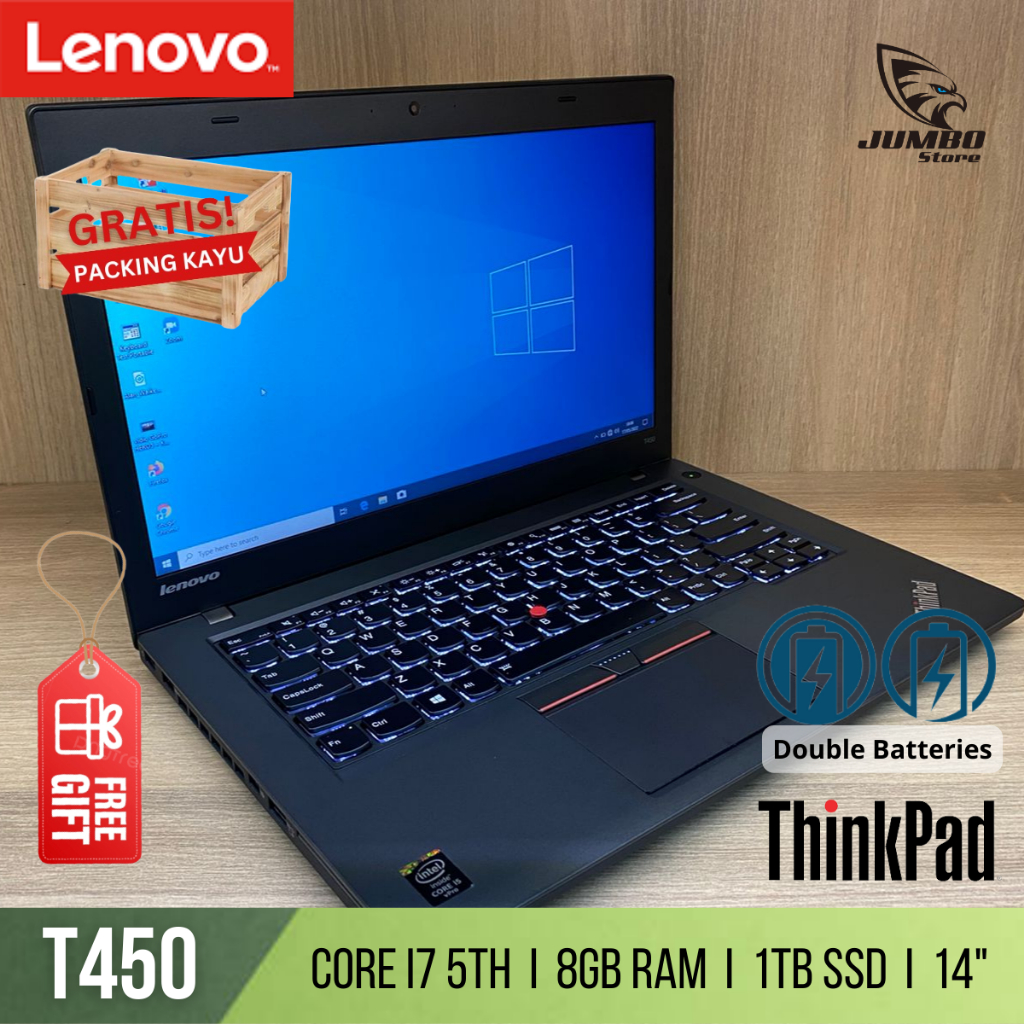Jual Laptop Lenovo Thinkpad T450 Core i7 5th Gen 8GB RAM 1TB SSD ...