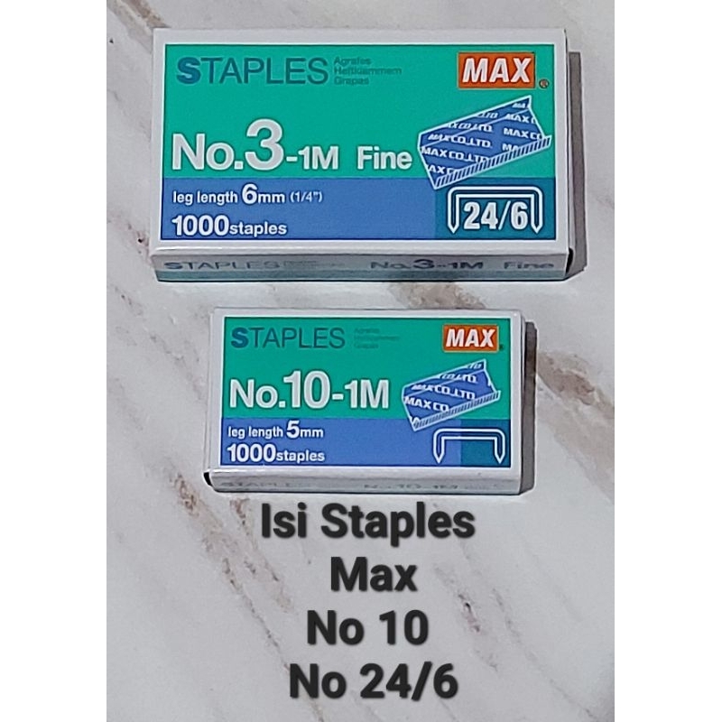 Jual (1 Pcs ) Max Isi Staples no 10 dan No 3 kwalitas Bagus dan tajam ...