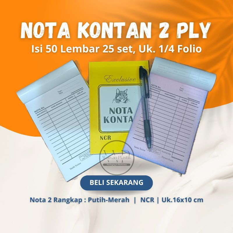 Jual Nota Kecil 2 Ply Murah / Nota NCR 2 Ply 1/4 Folio / Nota Kontan 2 ...