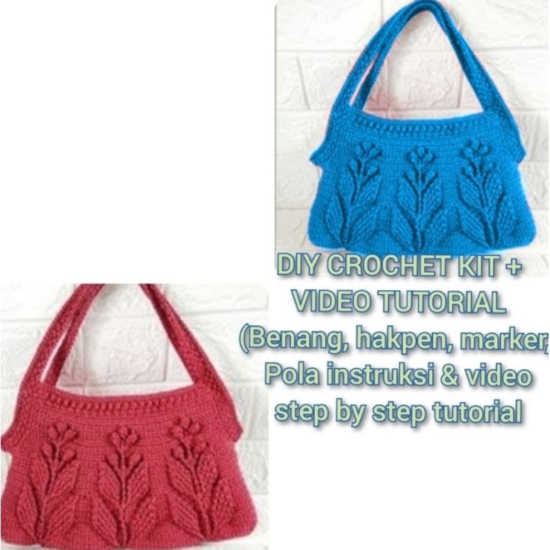 Jual DIY CROCHET KIT WITH VIDEO TUTORIAL PAKET RAJUT TAS DAUN | Shopee ...