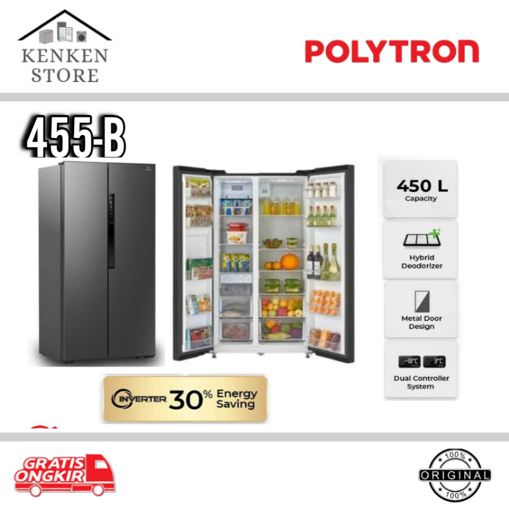 Jual KULKAS POLYTRON SIDE BY SIDE PRS 455s KULKAS 2 PINTU SIDE BY SIDE ...