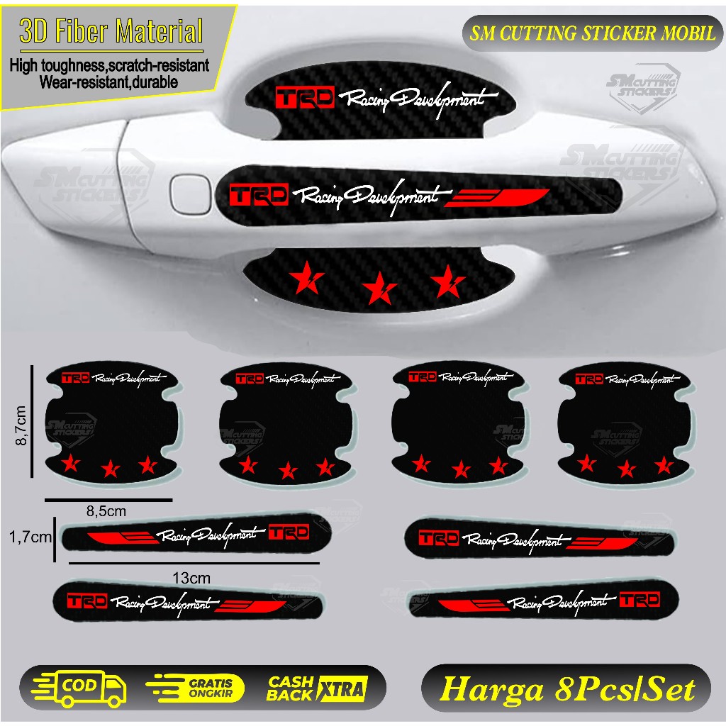 Jual 8 Pcs Stiker Pelindung Gagang Pintu Mobil TRD Racing Development ...