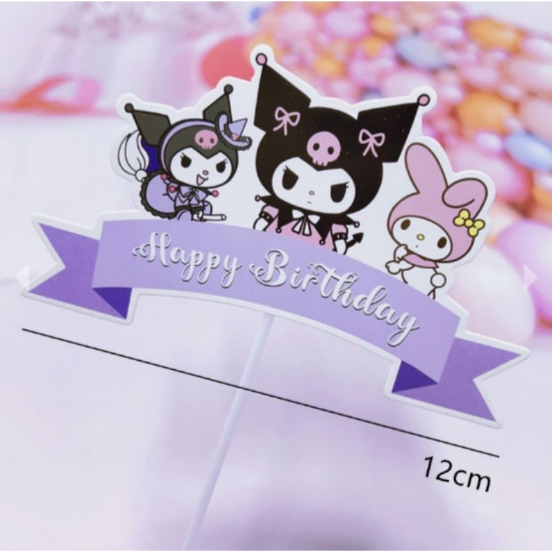 Jual Topper Kuromi, Hiasan Kue Kuromi, Hello Kitty, Cinnamonroll, Pacha ...