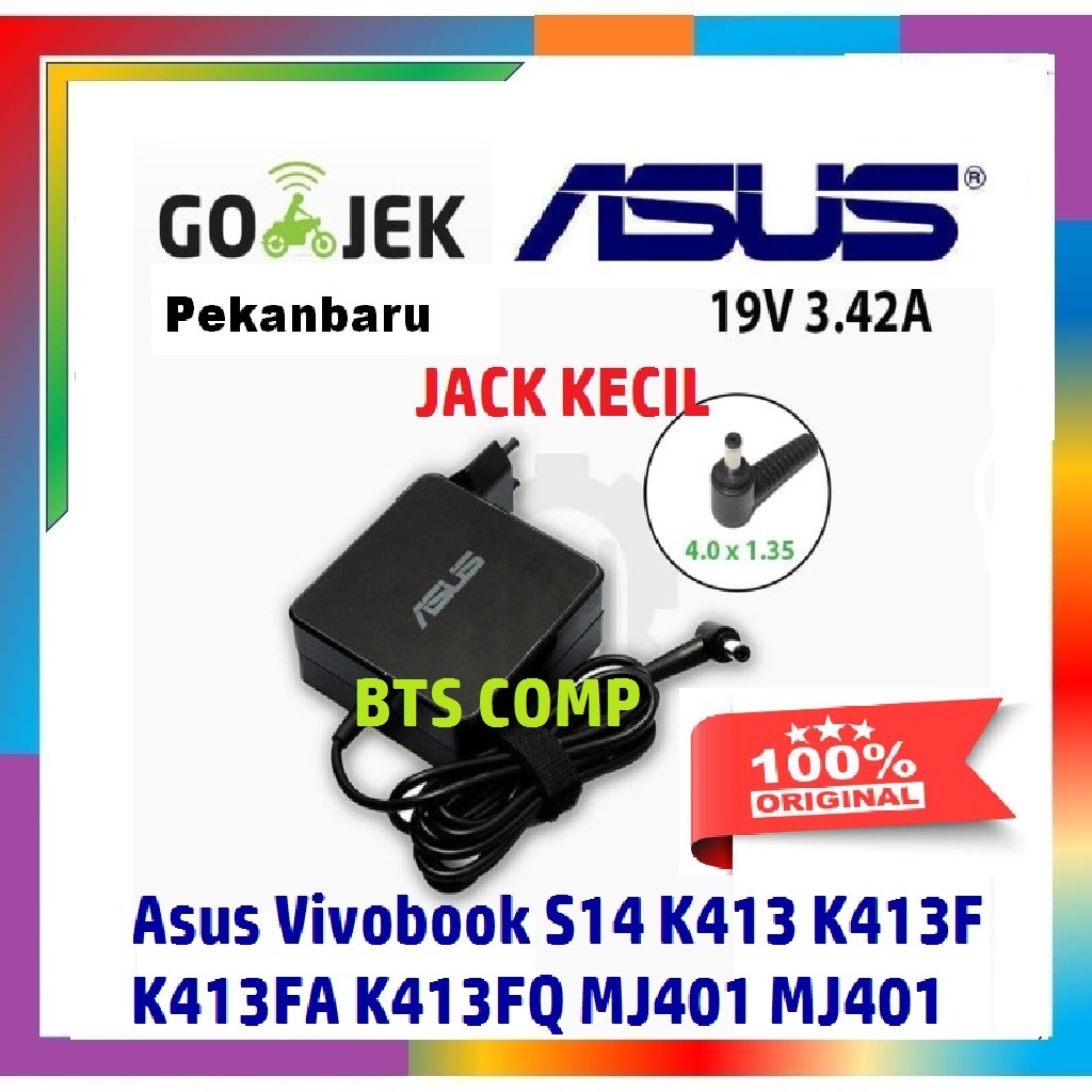 Jual Adaptor Charger ASUS Vivobook S14 K413 K413F K413FA K413FQ MJ 19V-3.42A JACK KECIL 4.0x1 ...