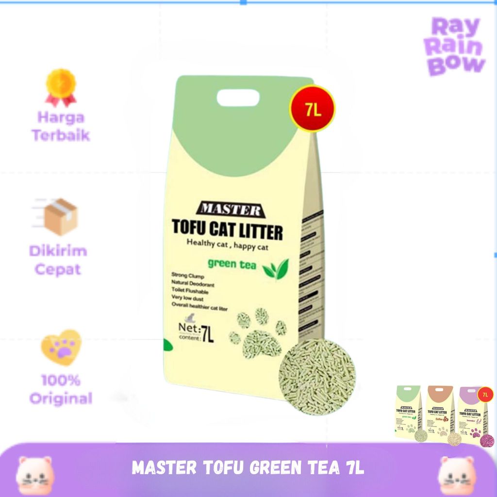 Jual Master Tofu Soya Cat Litter GREEN TEA Pasir Gumpal Kucing 7 Litter ...