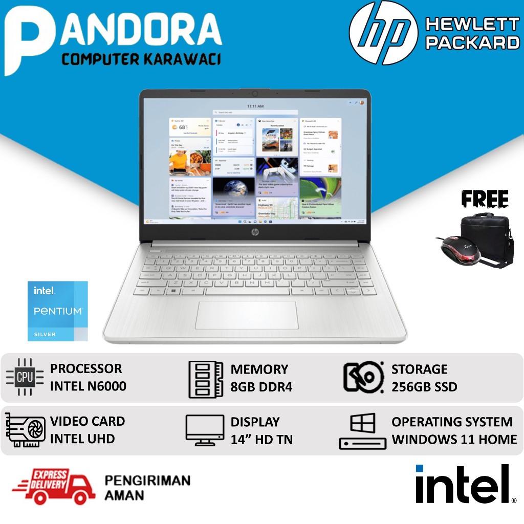 Jual LAPTOP HP 14 INTEL PENTIUM SILVER N6000 8GB 256GB SSD 14 HD ...