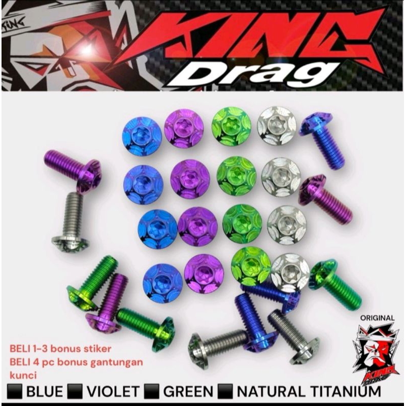 Jual BAUT TITANIUM KINGDRAG PIRINGAN CAKRAM DISC STAR GR5 KING DRAG BOLT SEMUA JENIS MOTOR HARGA ...