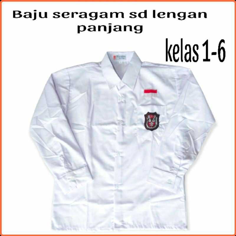 Jual Baju Seragam Putih SD Lengan Panjang Lengkap ukuran kelas 1-6 ...