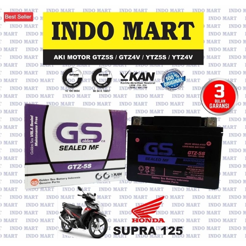 Jual Aki Motor Honda Supra X 125 GTZ5 GTZ5S GTZ 5S Golden Sea Accu Kering MF | Shopee Indonesia
