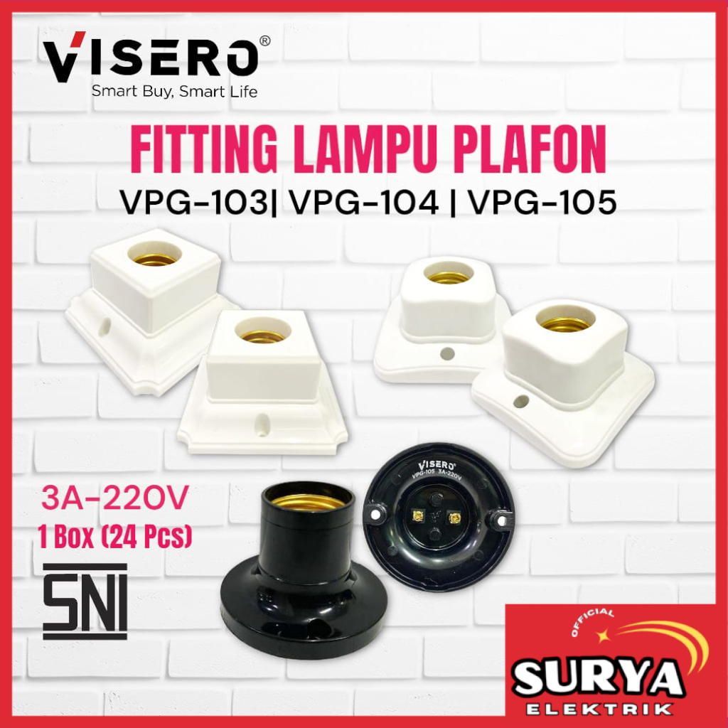 Jual Fitting Plafon Lampu VISERO VPG-103 / VPG-104 / VPG-105 Kotak / Bulat Premium | Shopee ...