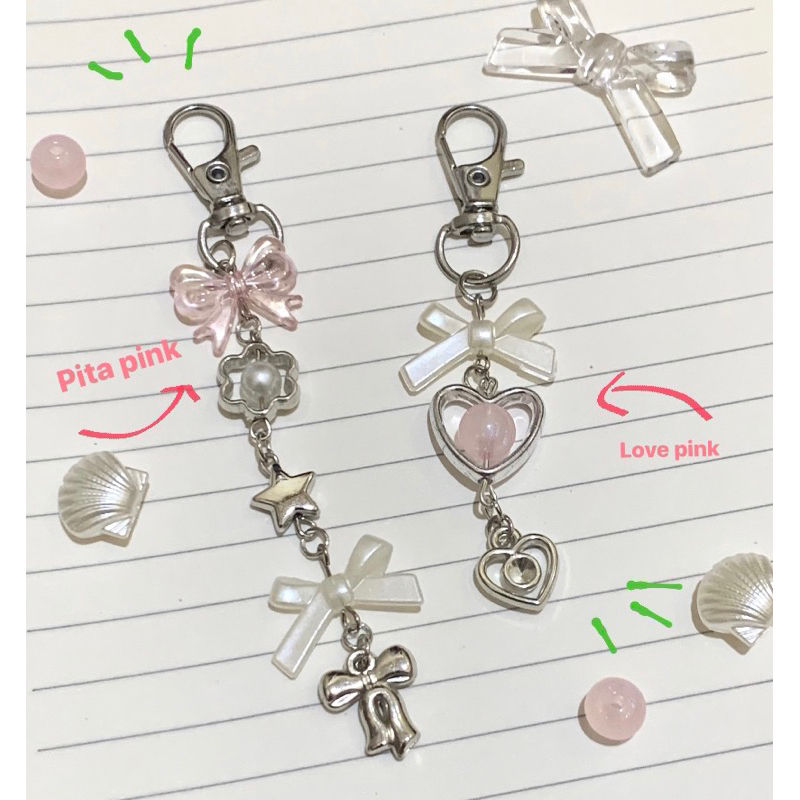 Jual Ganci Beads/Keychain Ribbon Pink and White | Shopee Indonesia