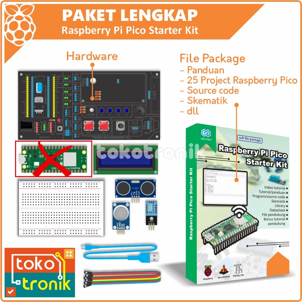 Jual Raspberry Pi Pico Starter Kit - Paket lengkap belajar Raspberry | Shopee Indonesia