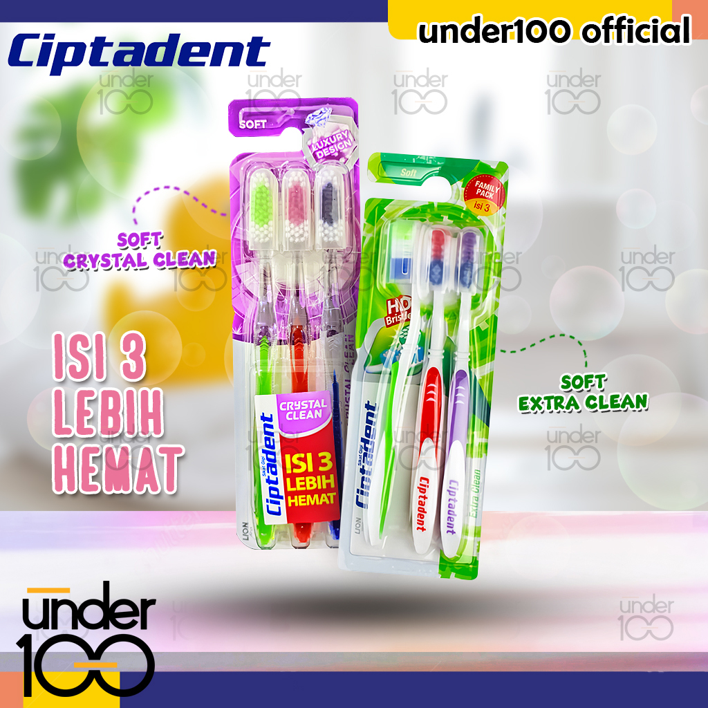 Jual UNDER100 CIPTADENT Sikat Gigi Kotak Isi 3 Family Pack | Tooth ...