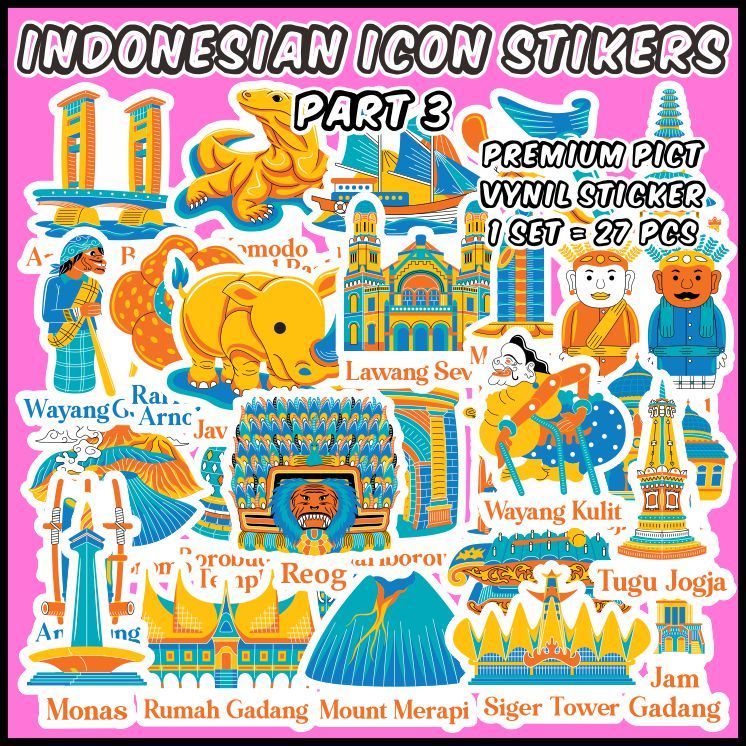 Jual [1 pack] indonesian Icon Stickers 3 (Stiker Ikon Indonesia 3 ...