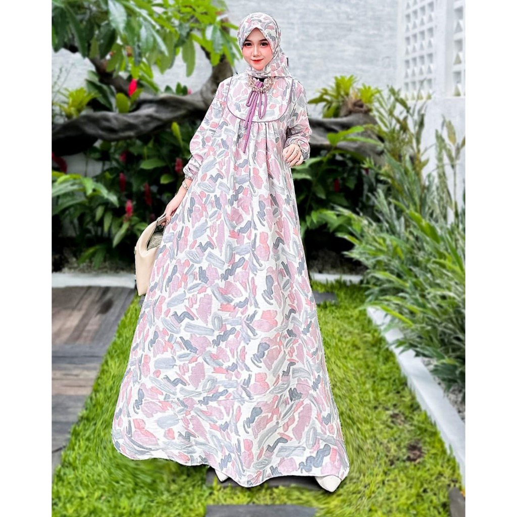 Jual GAMIS ALMIRA DRESS SET HIJAB MATT RAYON DIAMOND PREMIUM BLACK ...