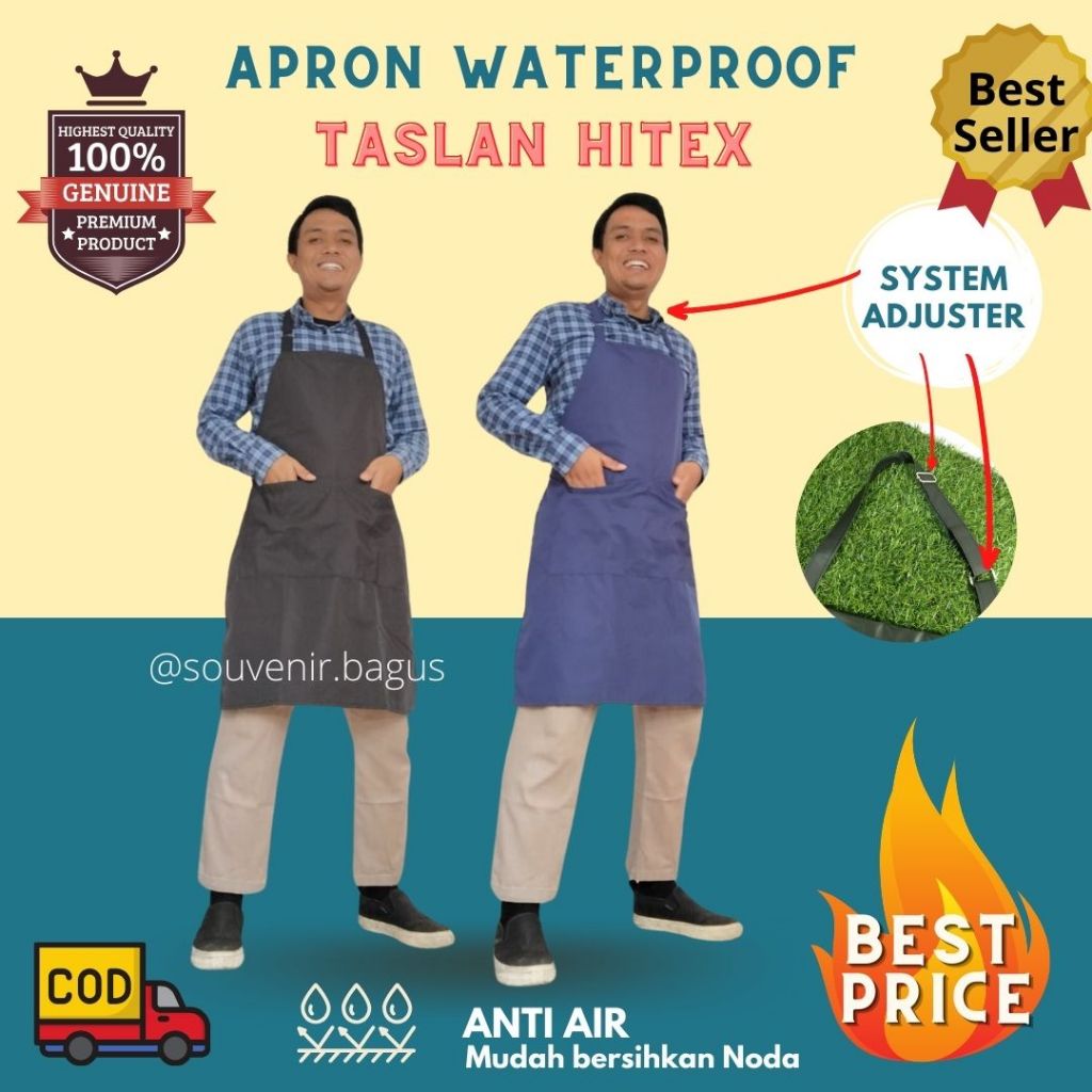 Jual Apron celemek anti air waterproof taslan hitex hitam navy pakai ...