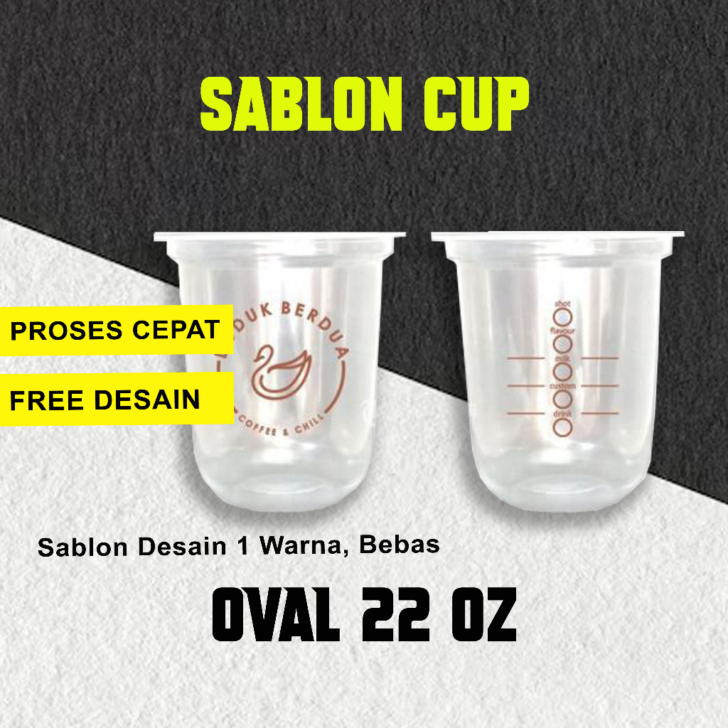 Jual Sablon Cup Gelas Custom 22oz Oval Murah Free Desain | Shopee Indonesia