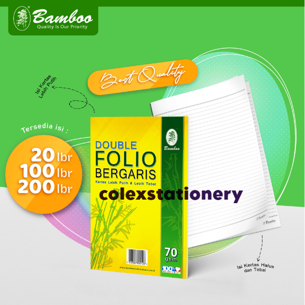 Jual Kertas Double Folio Murah / Kertas Double Folio Bergaris Bamboo ...