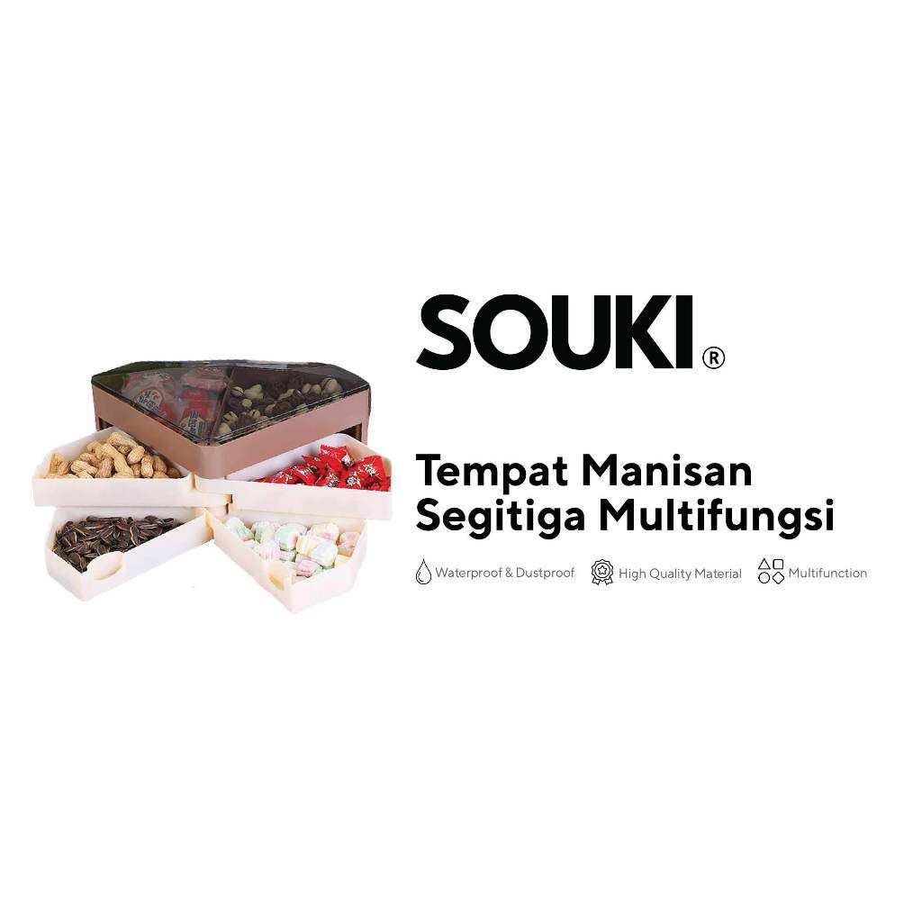 Jual Souki - Tempat Manisan Segitiga / Kontainer Snack Segitiga 6 Sekat ...
