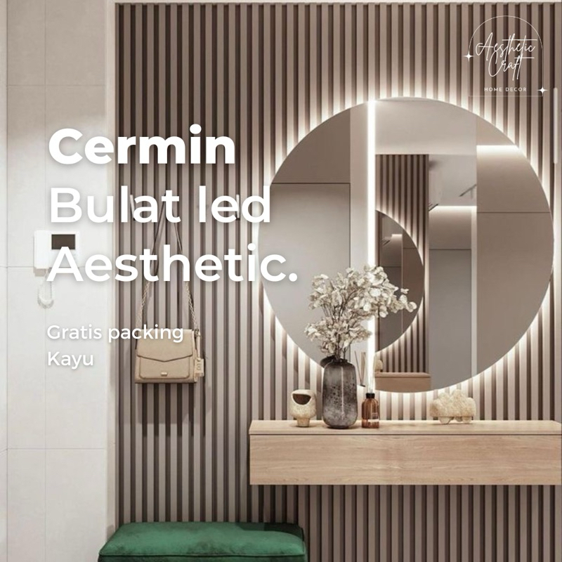 Jual Cermin Kaca Bulat LED Diamater 35 & 40 Dekorasi Dinding Aesthetic ...
