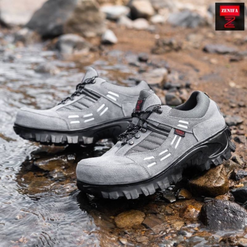 Jual SEPATU SAFETY ABU BOOTS LOW/TALI PRIA KULIT BOOT SAVETY BUT SEPTI ...