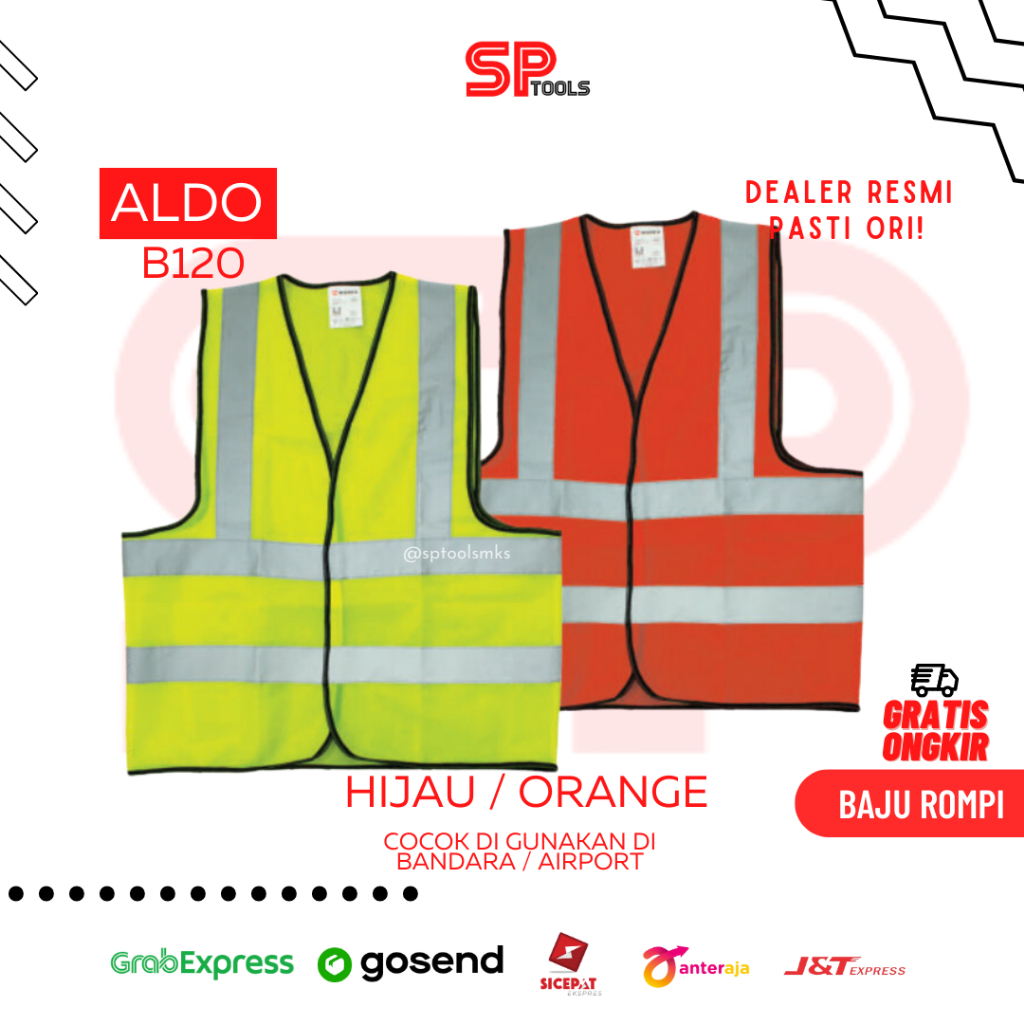 Jual BAJU ROMPI SAFETY PROYEK KERJA ORANGE / HIJAU AIRPORT ALDO B120 ...