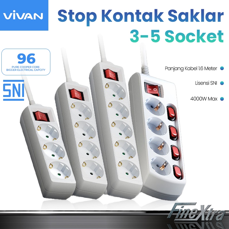 Jual VIVAN Stop Kntak Power Socket Switch Colokan Listrik ON/OFF Saklar ...