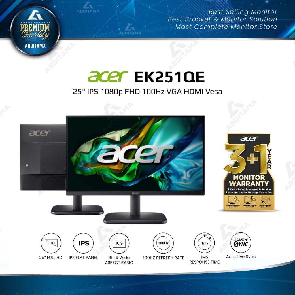 Jual Monitor LED Acer EK251QE 25" IPS 1080p FHD 100Hz VGA HDMI Vesa ...