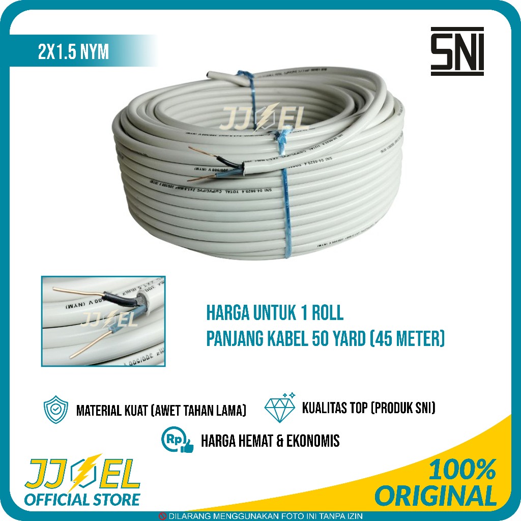 Jual Kabel Listrik NYM 2x1.5 Tembaga 1 Roll - Kabel Isi 2 Tembaga Standar SNI | Shopee Indonesia