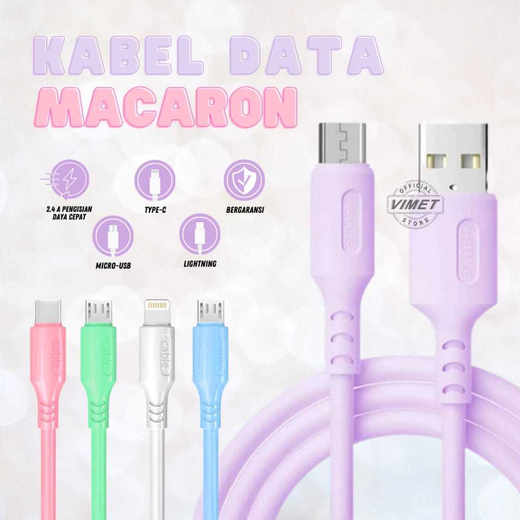 Jual KABEL DATA MACARON 2A FAST CHARGING USB V8/MICRO / TYPE C / KABEL ...