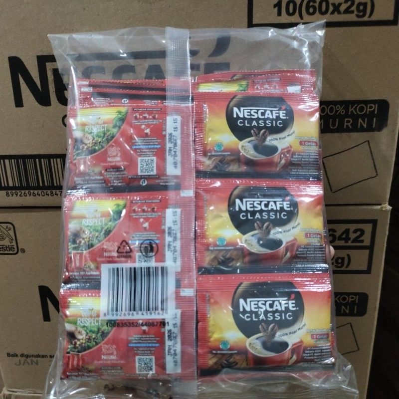 Jual kopi nescafe classic sachet 2 gram (1 pak isi 60 sachet @ 2 gram ...