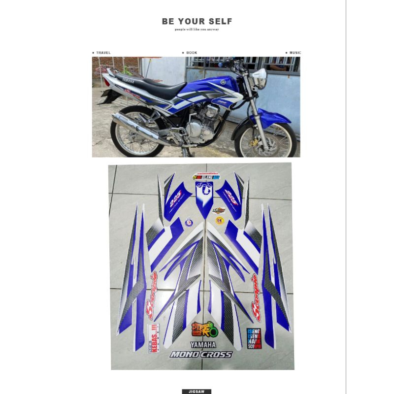 Jual stiker striping Scorpio 2004 tangki kotak biru putih | Shopee ...