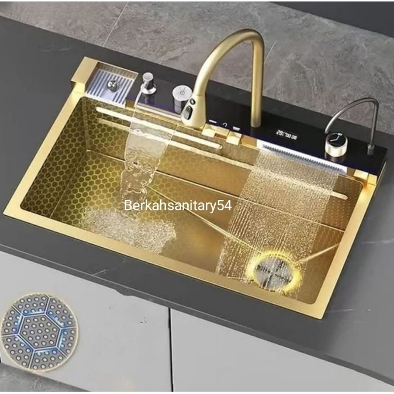 Jual Kitchen Sink Viral Model Piano 7545 Komplit Stainless Sus 304 GOLD ...