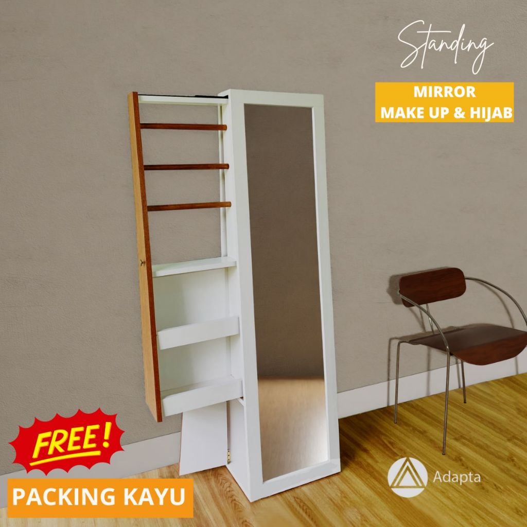 Jual Adapta - Standing Mirror Full Body dengan Rak Hijab dan Makeup ...