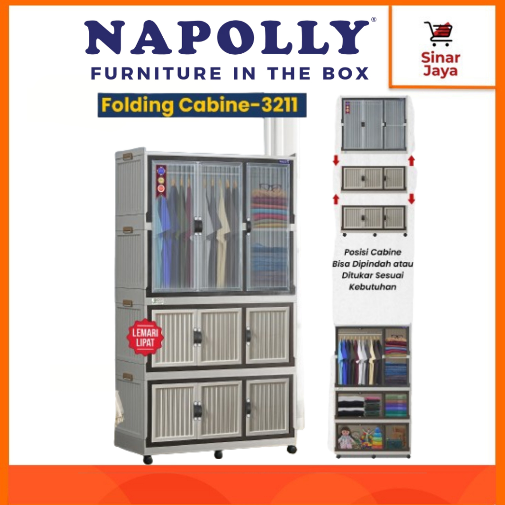 Jual NAPOLLY PoliCab / PoliCabine Lemari Portable / Lipat 3 TOWER Susun ...