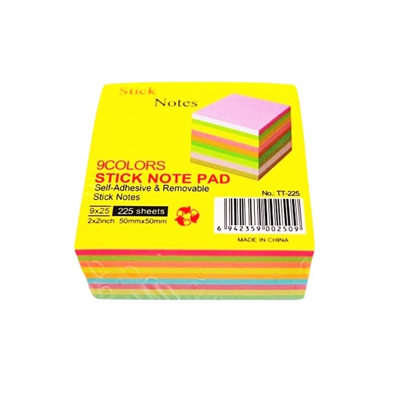 Jual 225 Lembar Sticky Note Polos Memo Tempel Sticky Notes 9 Warna ...