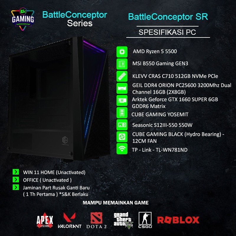 Jual PC Rakitan EK Gaming BattleConceptor SR - GTX 1660 Super EnterKomputer | Shopee Indonesia