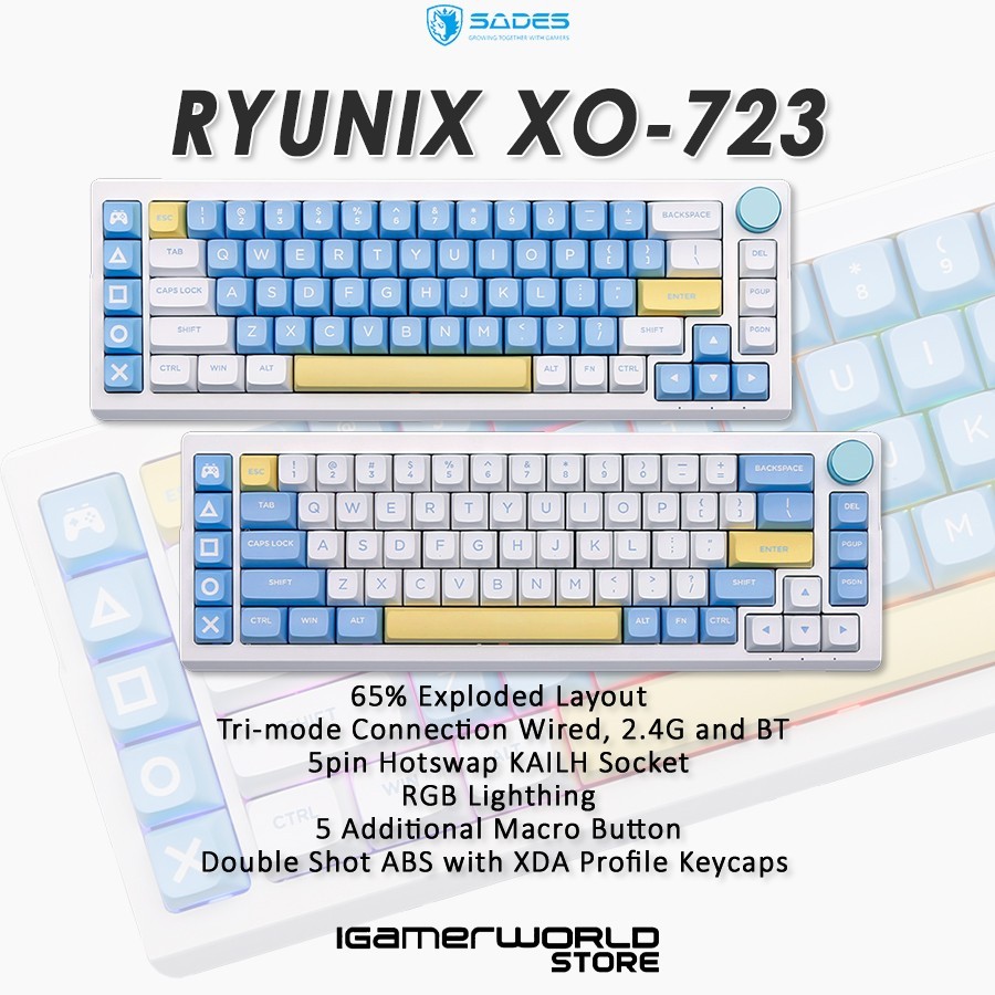 Jual Ryunix XO-723 65% 3-Mode Wireless Mechanical Gaming Keyboard ...