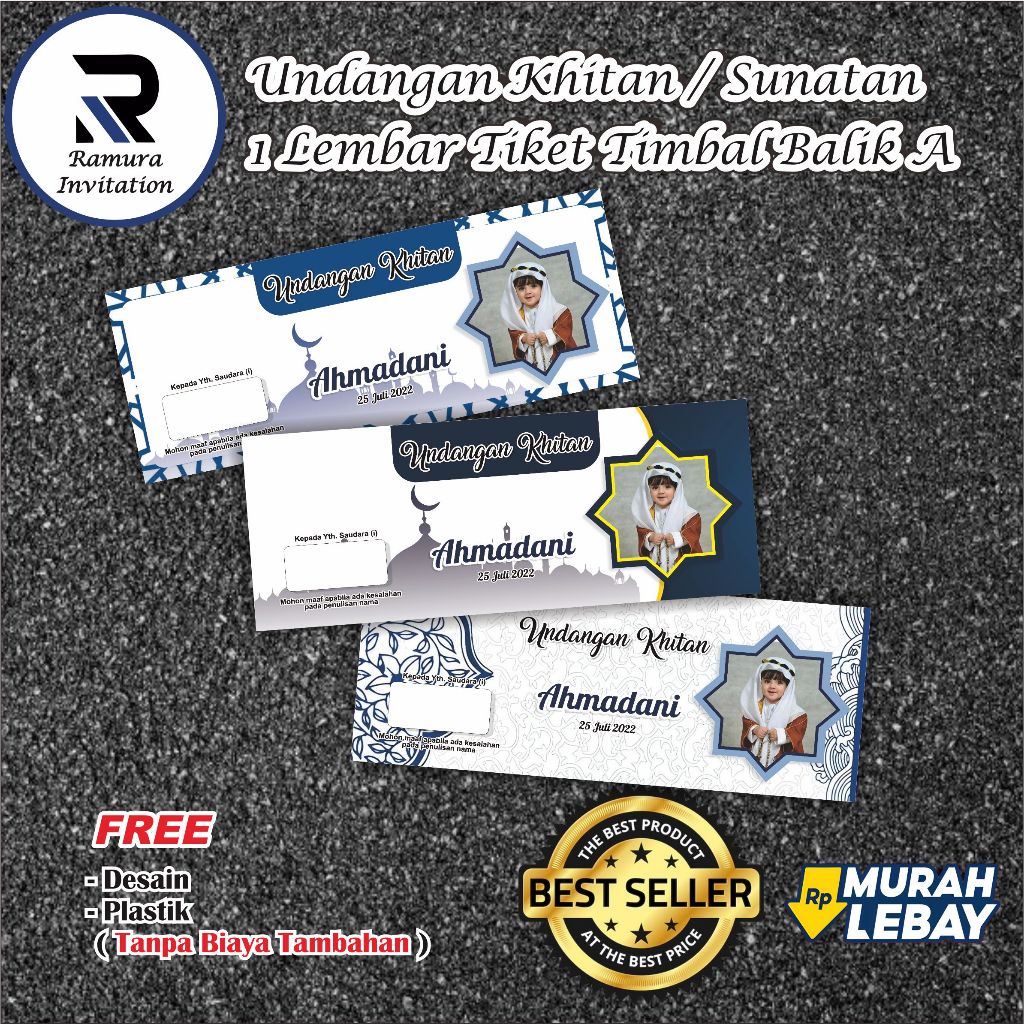 Jual Undangan Khitanan Tiket 1 Lembar Timbal Balik A ( Free Desain ...