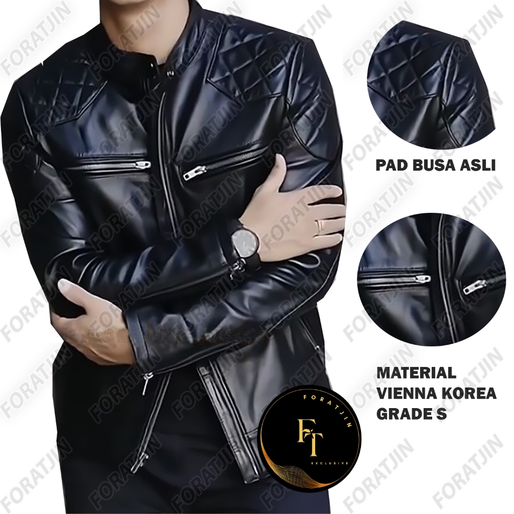 Jual Foratjin- Jaket Kulit Garut Pria Beckham Touring Motor Material ...