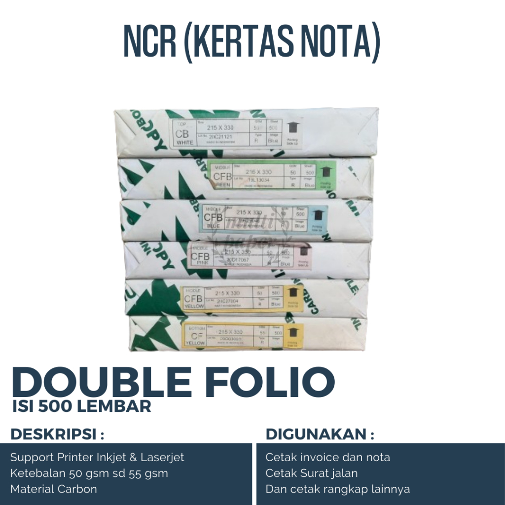 Jual Kertas NCR Double Folio 1 rim 500 lembar kertas ncr 1 rim f4 ...