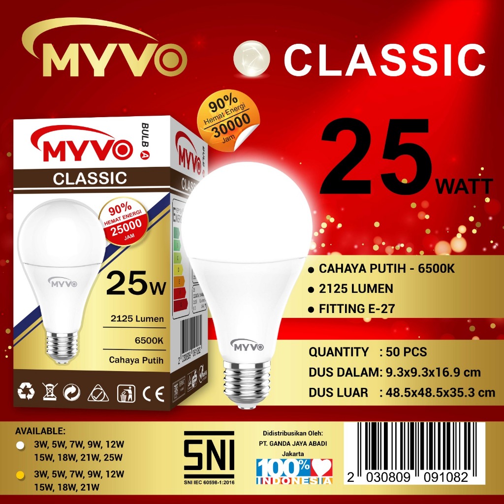 Jual Lampu LED 25 Watt Myvo Classic Bulb Putih | Shopee Indonesia
