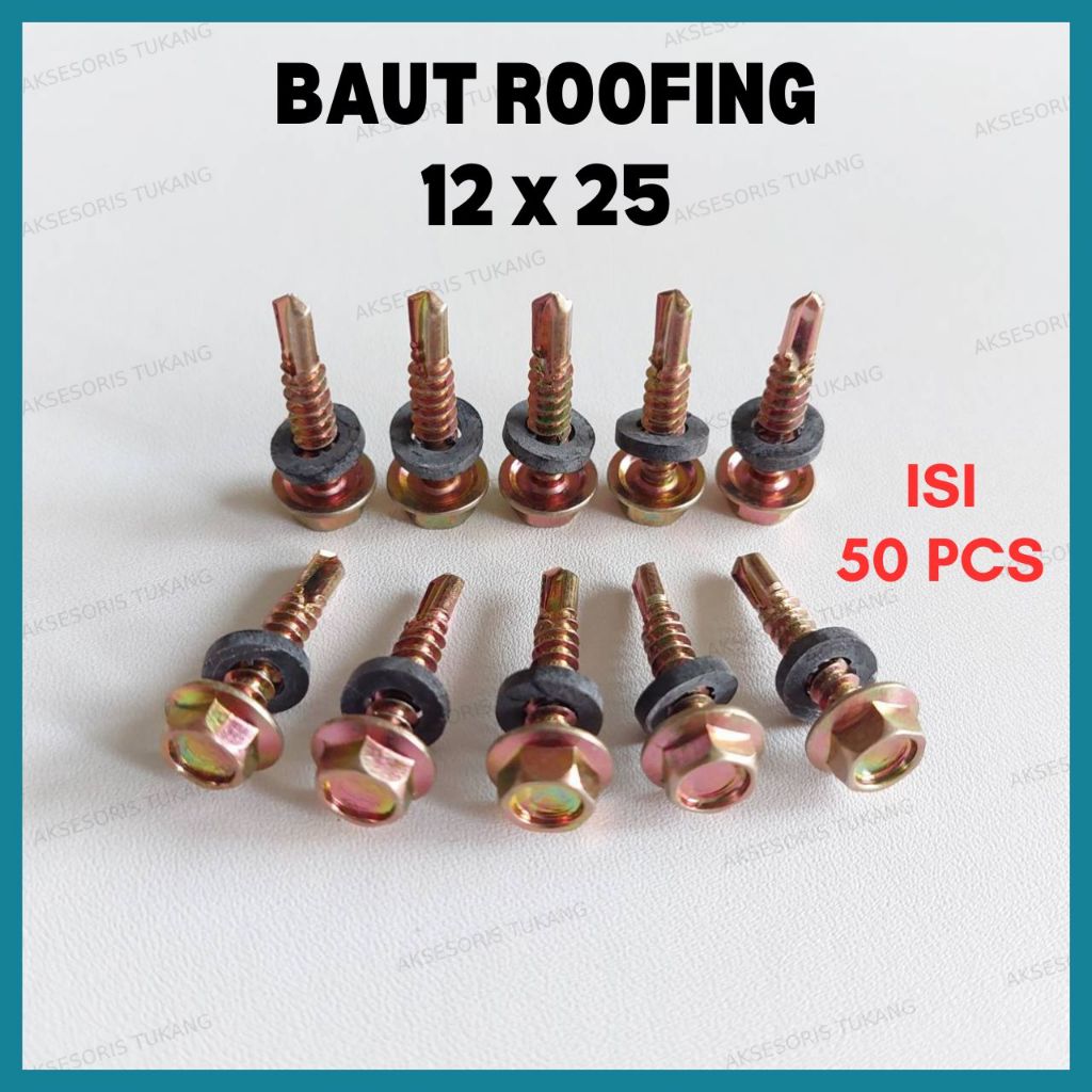 Jual Baut Roofing 12x25 2.5cm Isi 50 Pcs Skrup Baut Baja Ringan SDS 12 x 25 mm 1 Inch | Shopee ...